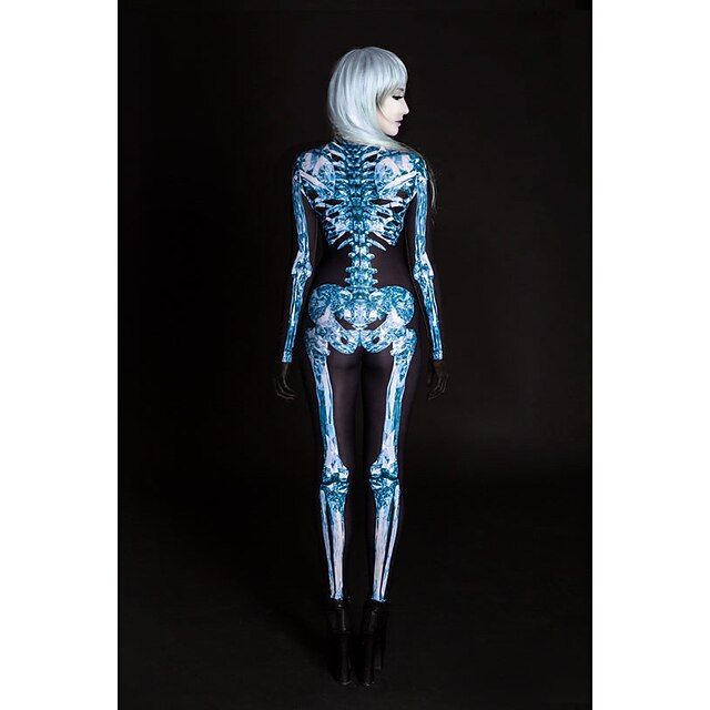 Skeleton Skull Carnival Cosplay Costume Bodysuits Full Body Catsuit ...