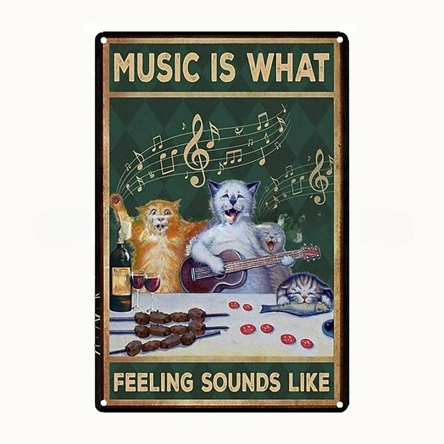 1pc Retro Metal Tin Sign Cute Cat Tin Sign Vintage Kitchen Signs Wall ...