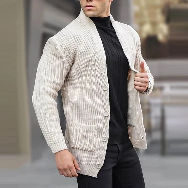 Men's Sweater Cropped Knitted Knit Long Knitted Solid / Plain Color Y ...