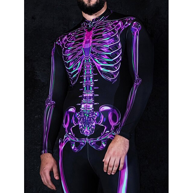 Skull Skeleton Carnival Costume Full Body Suit Cosplay Costume ...