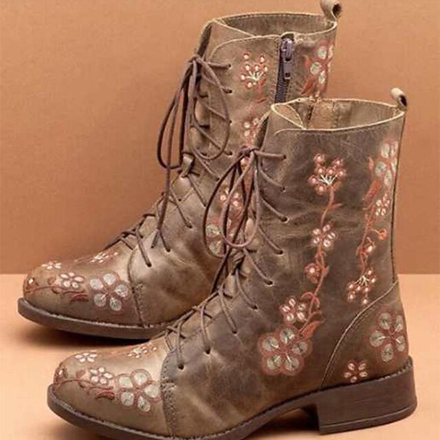 Women's Boots Combat Boots Booties Ankle Boots Outdoor Daily Floral ...