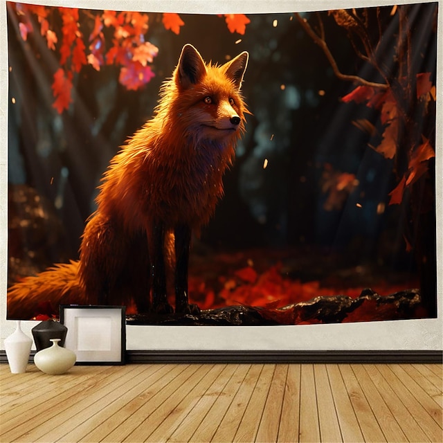 Cute Fox Hanging Tapestry Wall Art Large Tapestry Mural Decor ...