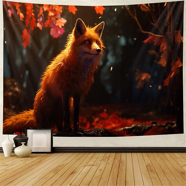 Cute Fox Hanging Tapestry Wall Art Large Tapestry Mural Decor ...