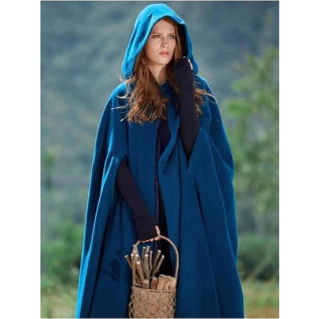 Retro Vintage Medieval Hooded Cloak Shawls Viking Women's Lace Cosplay ...