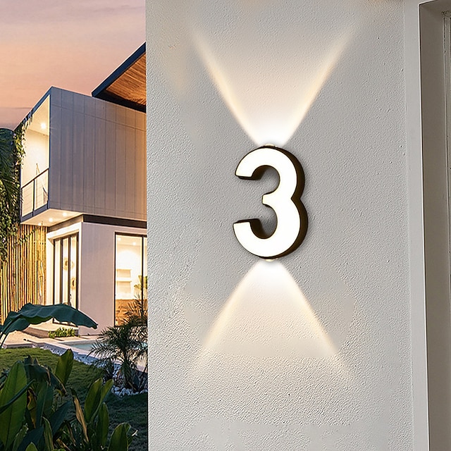 LED House Numbers Outside Wall Light IP65 Waterproof LED Floating Home ...
