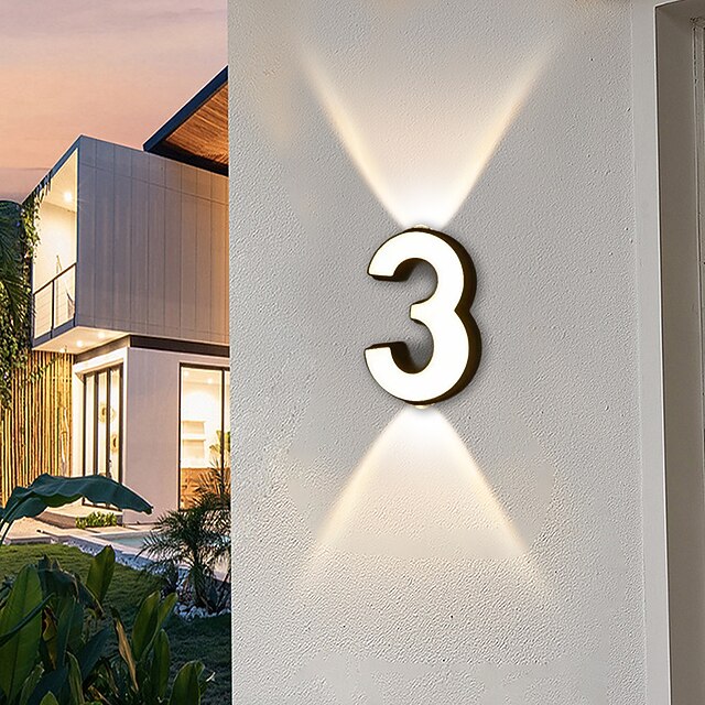 LED House Numbers Outside Wall Light IP65 Waterproof LED Floating Home ...