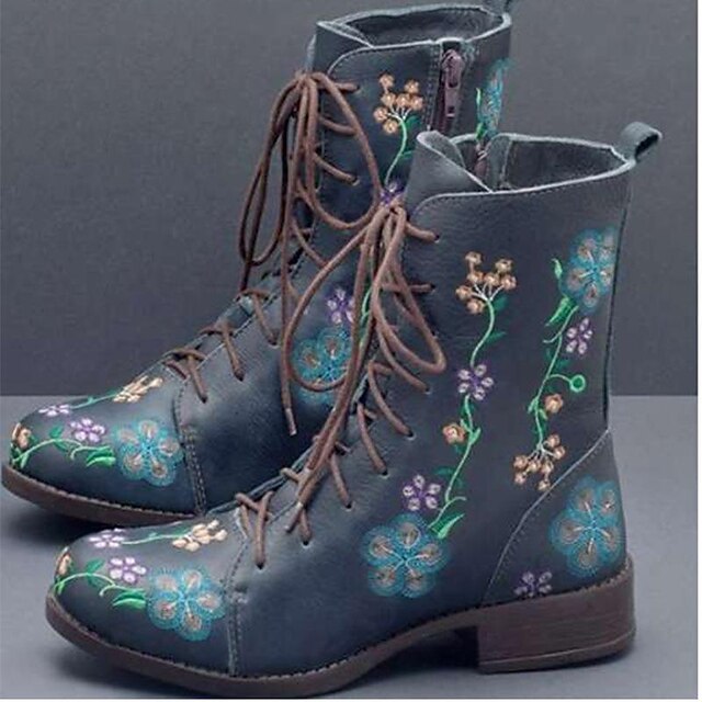 Women's Boots Combat Boots Booties Ankle Boots Outdoor Daily Floral ...