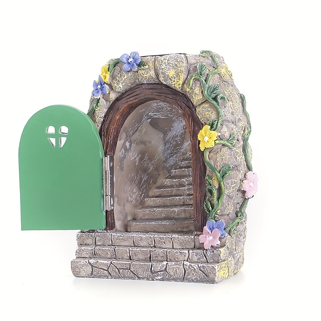 Solar Fairy Door Garden Miniatures,Fairy Door with Steps, Resin Fairy ...