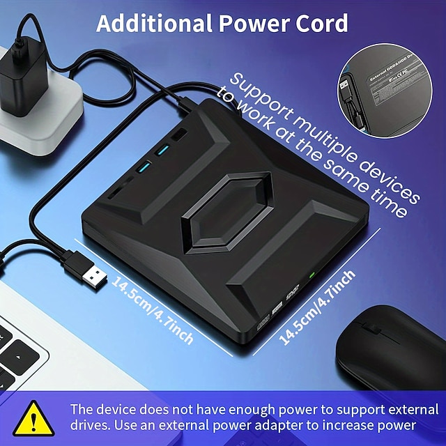 7 In 1 Portable USB 3.0 Ultra-thin External DVD Recorder Drive Reader ...