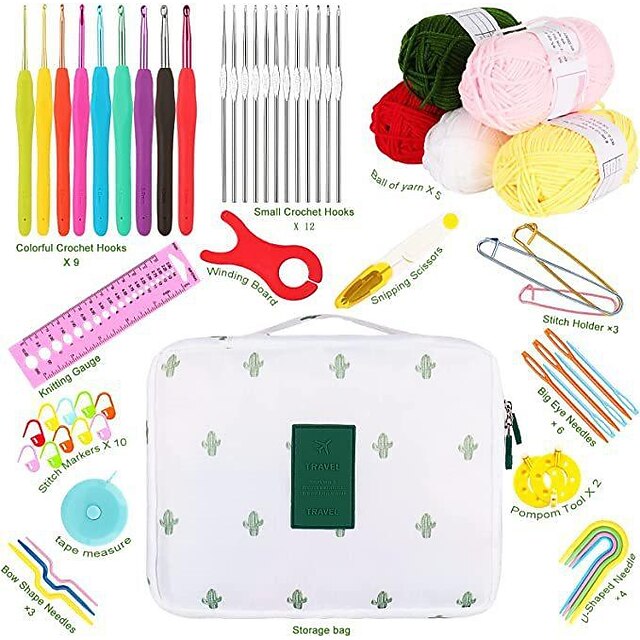 58PCS Crochet Kit Beginners Crochet Set with Crochet Yarn, Portable ...
