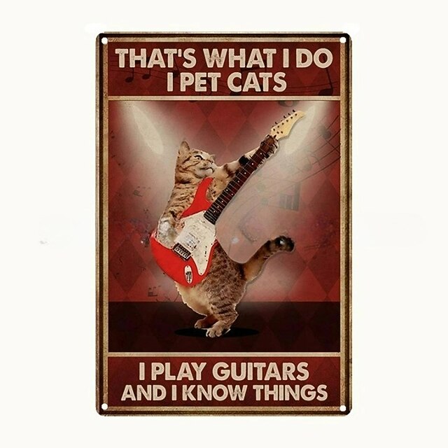 1pc Retro Metal Tin Sign Cute Cat Tin Sign Vintage Kitchen Signs Wall ...