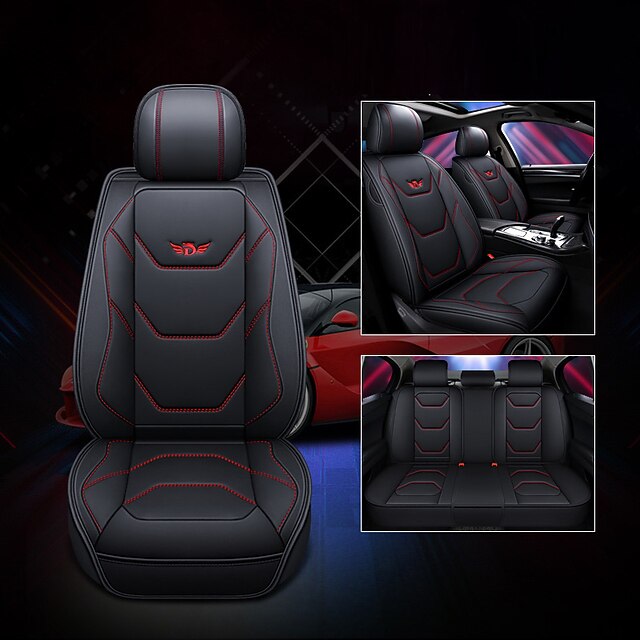 5 Seat Full Set Luxury Universal 5D PU Leather Front Car Seat Cover ...