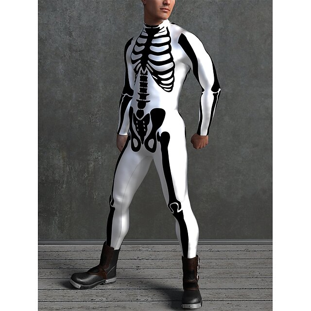 Carnival Costume Full Body Suit Skeleton Skull Carnival Cosplay Costume ...