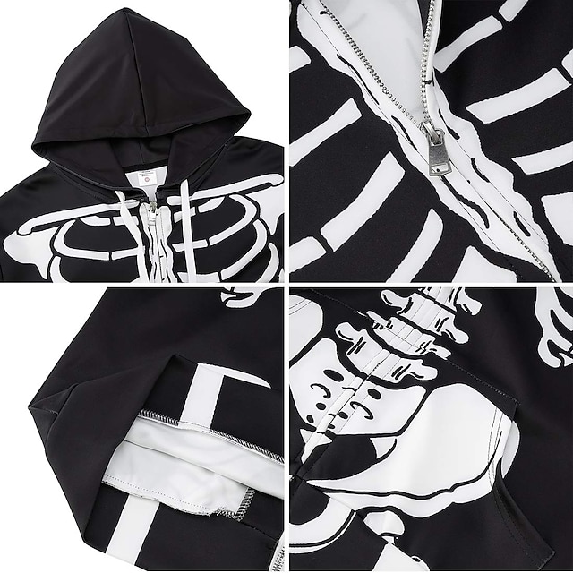 Anime 3D Bishop Sleeve Outfits Hoodie Tracksuit Skull Skeleton Graphic ...