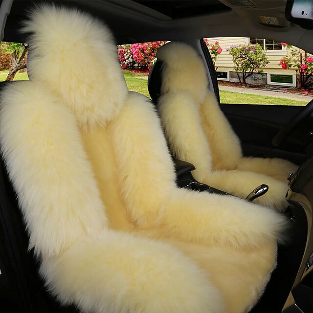 1pc Sheepskin Fur Car Seat Cover Universal, Wool Car Cushion Case ...