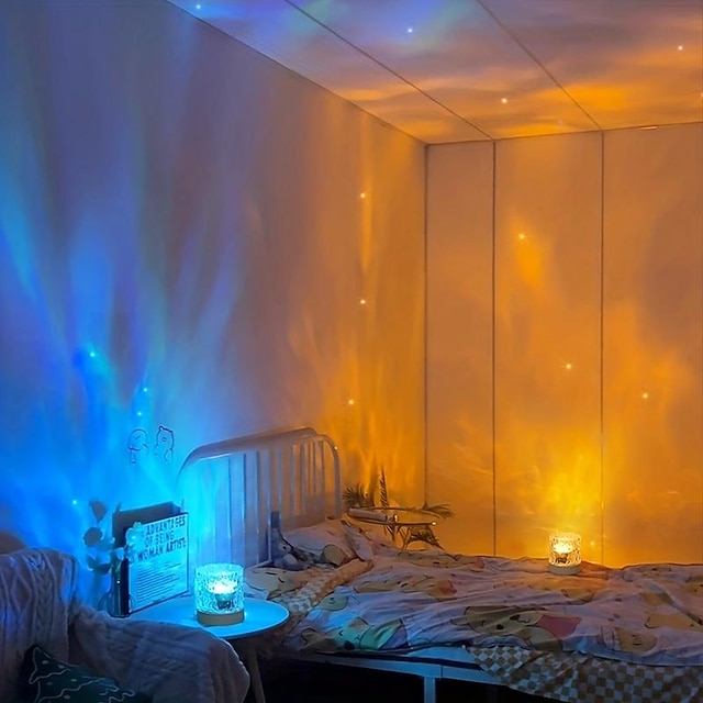 LED Water Ripple Ambient Night Light USB Rechargeable Rotating ...