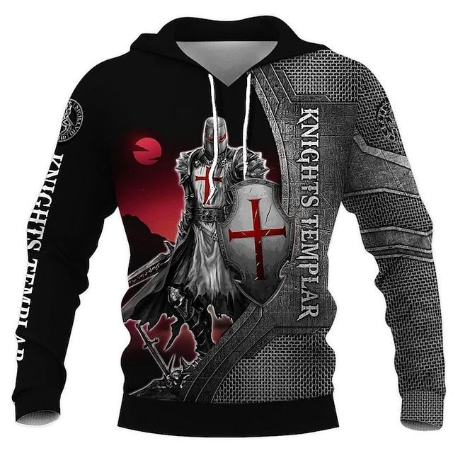 Men's Knights Templar Graphic Prints Hoodie Hoodies Sweatshirt ...