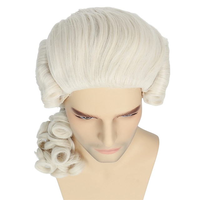 Colonial Wig Powdered Wig Men Blonde Wig Historical Carnival Costume ...