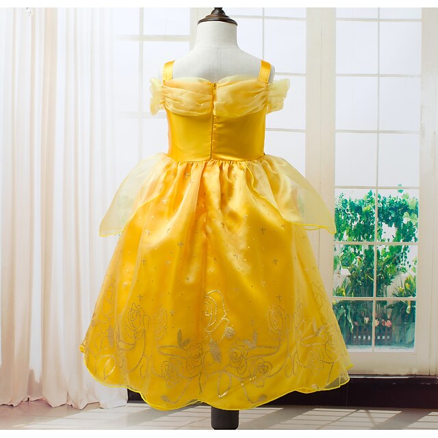 Princess Belle Dress Cloak Flower Girl Dress Cosplay Costume Party for ...