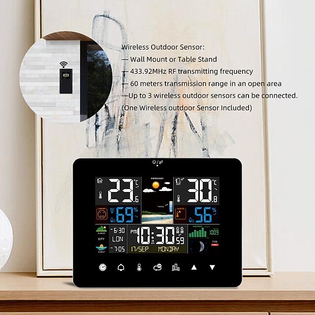 Digital Screen Alarm Clock Weather Station Temperature Sensor With ...