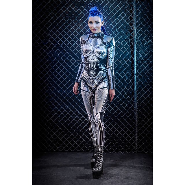 Carnival Costume Full Body Suit Skeleton Skull Steampunk Robot Carnival ...