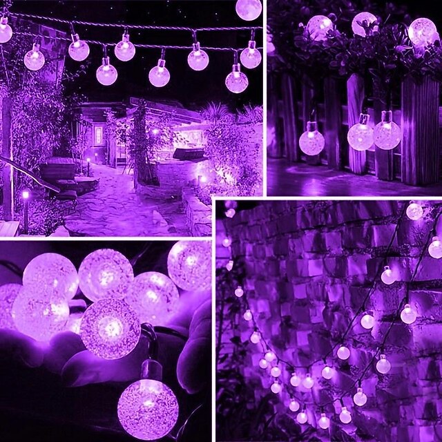 LED Solar Bubble Crystal Ball Purple String Light Outdoor Waterproof ...