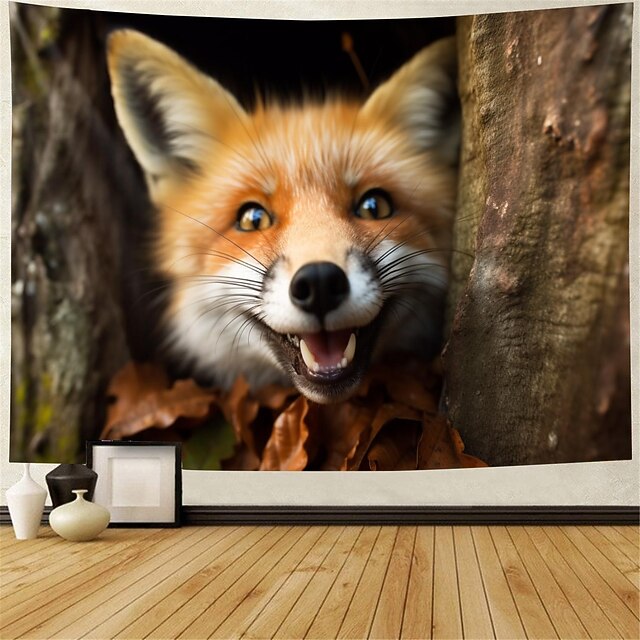 Cute Fox Hanging Tapestry Wall Art Large Tapestry Mural Decor ...