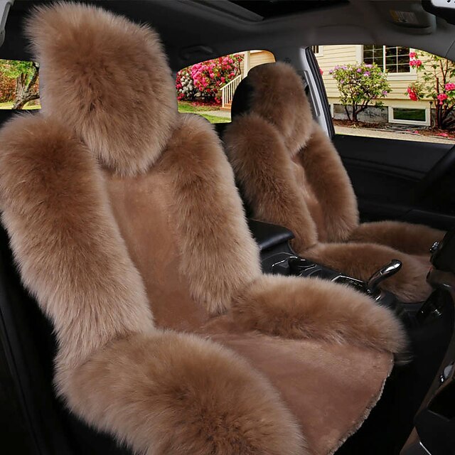 1pc Sheepskin Fur Car Seat Cover Universal, Wool Car Cushion Case ...