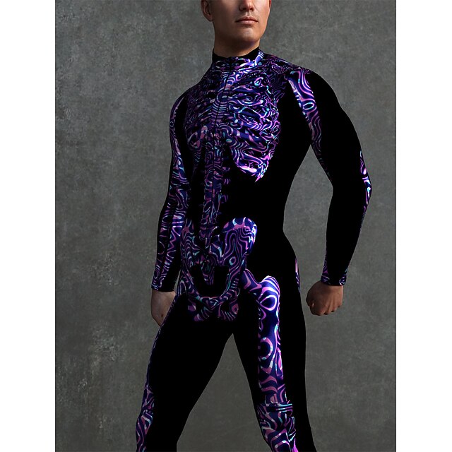 Carnival Costume Full Body Suit Skeleton Skull Carnival Cosplay Costume ...