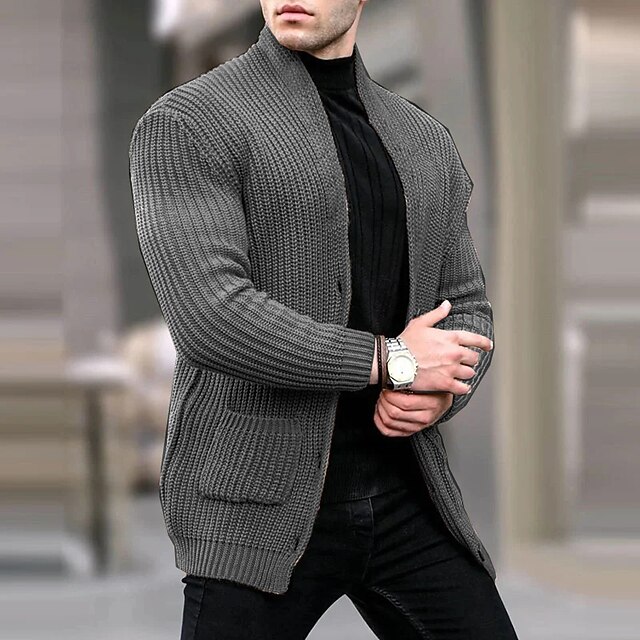 Men's Sweater Cropped Knitted Knit Long Knitted Solid / Plain Color Y ...