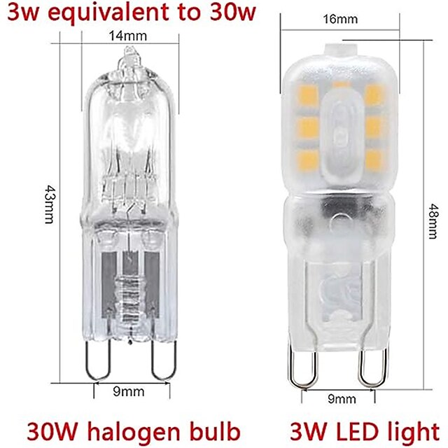 10pcs G9 LED Light Dimmable bulb 3W 5W SMD 2835 Spotlight For Crystal ...