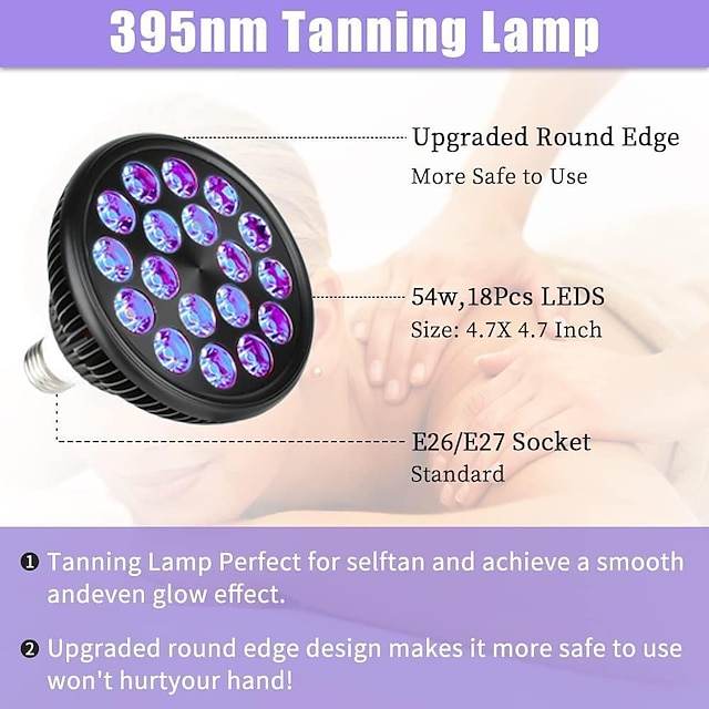 Tanning Lamp Sun Lamp Tanning Light 54W for Home Self Use Tanner Body ...