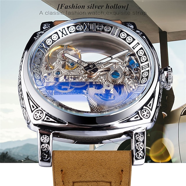 FORSINING Damer Herrar Mekanisk Klocka Lyx Stor Urskiva Mode Affärs Hål ...