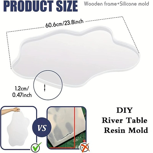 Large Resin Table Mold Set 60cm/24 Inch Silicone Tray Molds For Epoxy ...