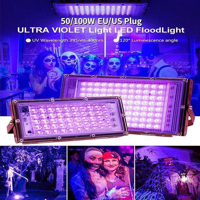 50W 100W LED UV Black Lights Stage Blacklight Ultraviolet Flood Effect ...
