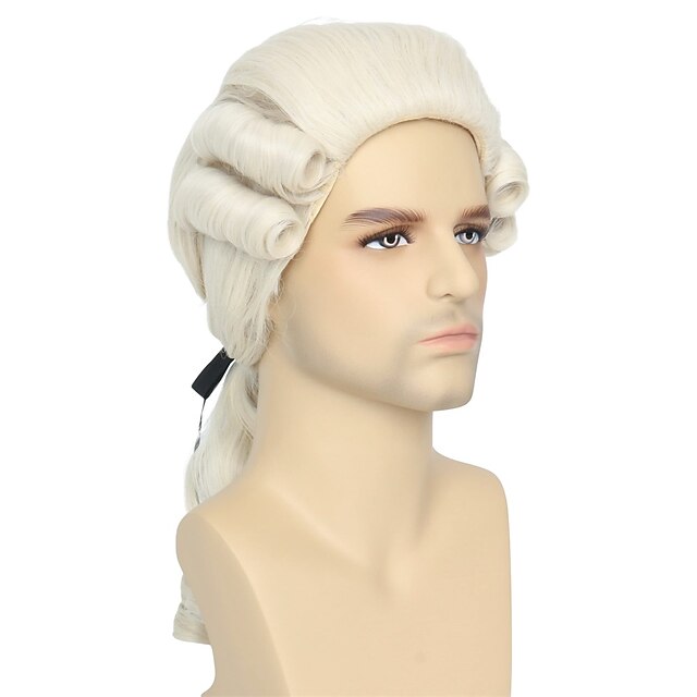 Colonial Wig Powdered Wig Men Blonde Wig Historical Carnival Costume ...