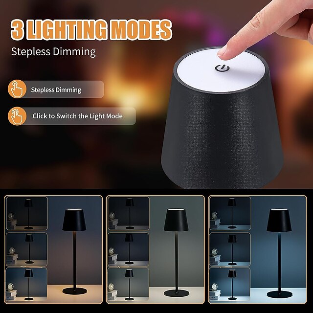 Modern LED Cordless Table Lamp Retro Cafe Atmosphere Lamp Table Lamp ...