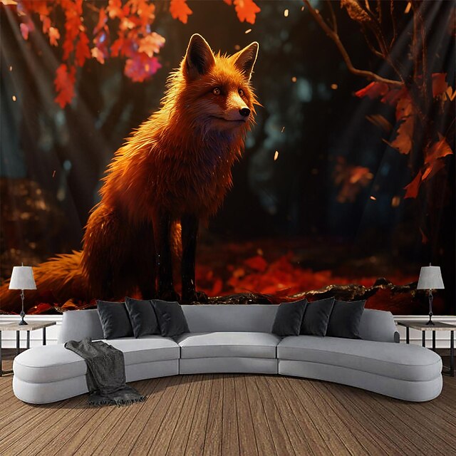 Cute Fox Hanging Tapestry Wall Art Large Tapestry Mural Decor ...