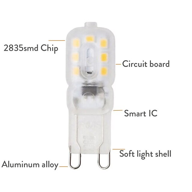 10pcs Dimmable Super Bright G9 LED Light Bulb 3W 220V 2835 Lamp Cold ...