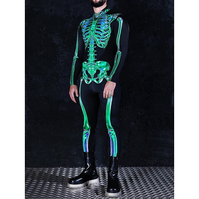 Skull Skeleton Carnival Costume Full Body Suit Cosplay Costume ...