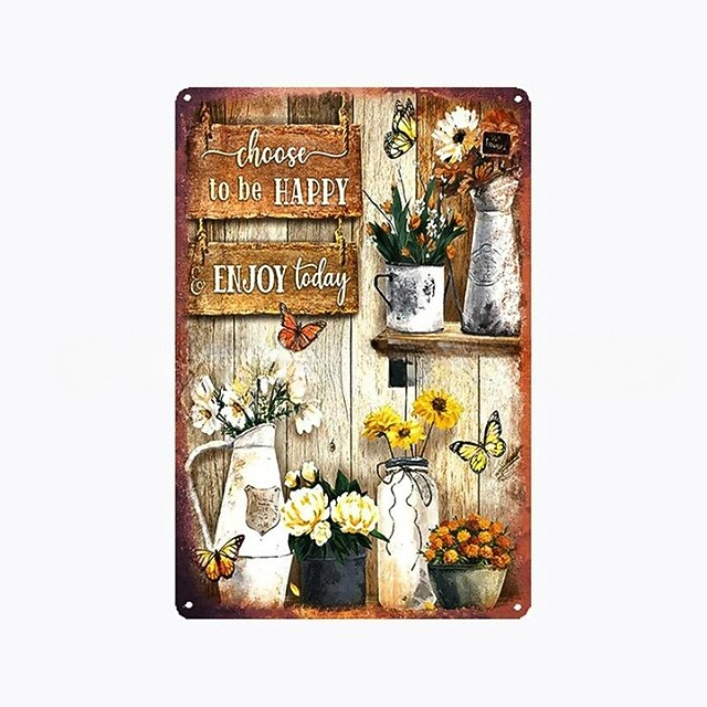 1pc Retro Metal Tin Sign Flower Tin Sign Vintage Kitchen Signs Wall ...