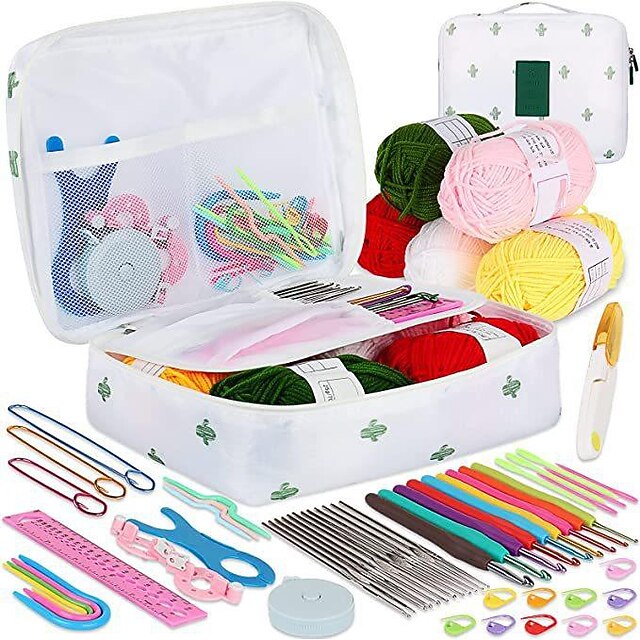 58PCS Crochet Kit Beginners Crochet Set with Crochet Yarn, Portable ...