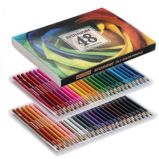 48/72/120/180pcs Brutfuner Oil Pencils Set - Vibrant Colors for Drawing ...