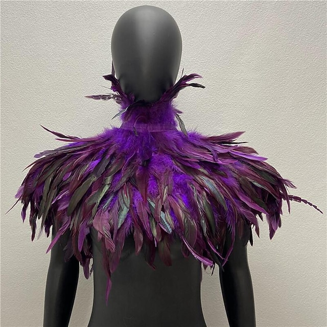 Retro Vintage Punk & Gothic Shawls Feather Cape Witch Maleficent Women ...