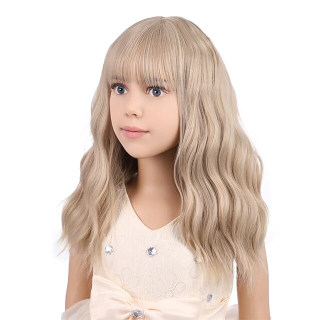 Blonde Wig Kids Child Wig Short Wavy Wig with Bangs Flaxen Blonde Wig ...