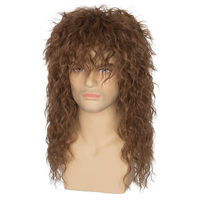 80s Wigs for Men Women Long Brown Rocker Wig 80s Hair Band Wig Heavy ...