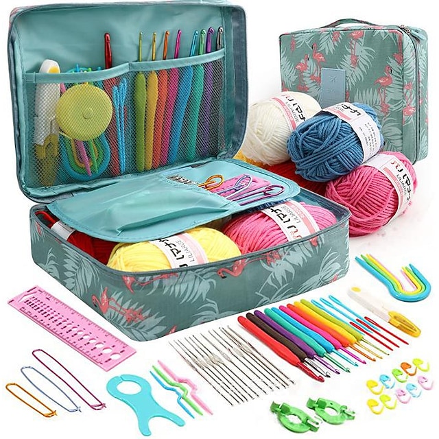 58PCS Crochet Kit Beginners Crochet Set with Crochet Yarn, Portable ...