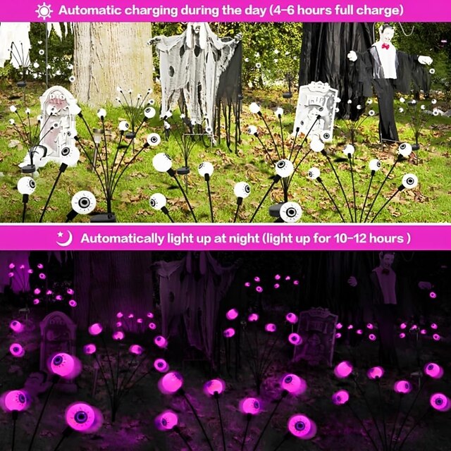 Solar Garden Light Waterproof Firefly Lights Outdoor Starburst Swaying Lights 2 Modes 6/8/10 ...