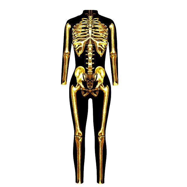 Skeleton Skull Carnival Cosplay Costume Skin Suit Bodysuit One Piece ...