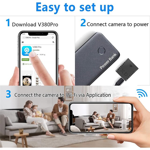 Mini Spy Hidden Camera HD 480P WiFi Security Cameras Wireless Nanny Cam ...